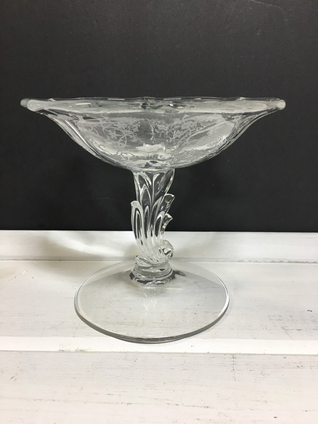 Fostoria American Compote, Pedestal Bowl, Shirley Pattern, Floral ...