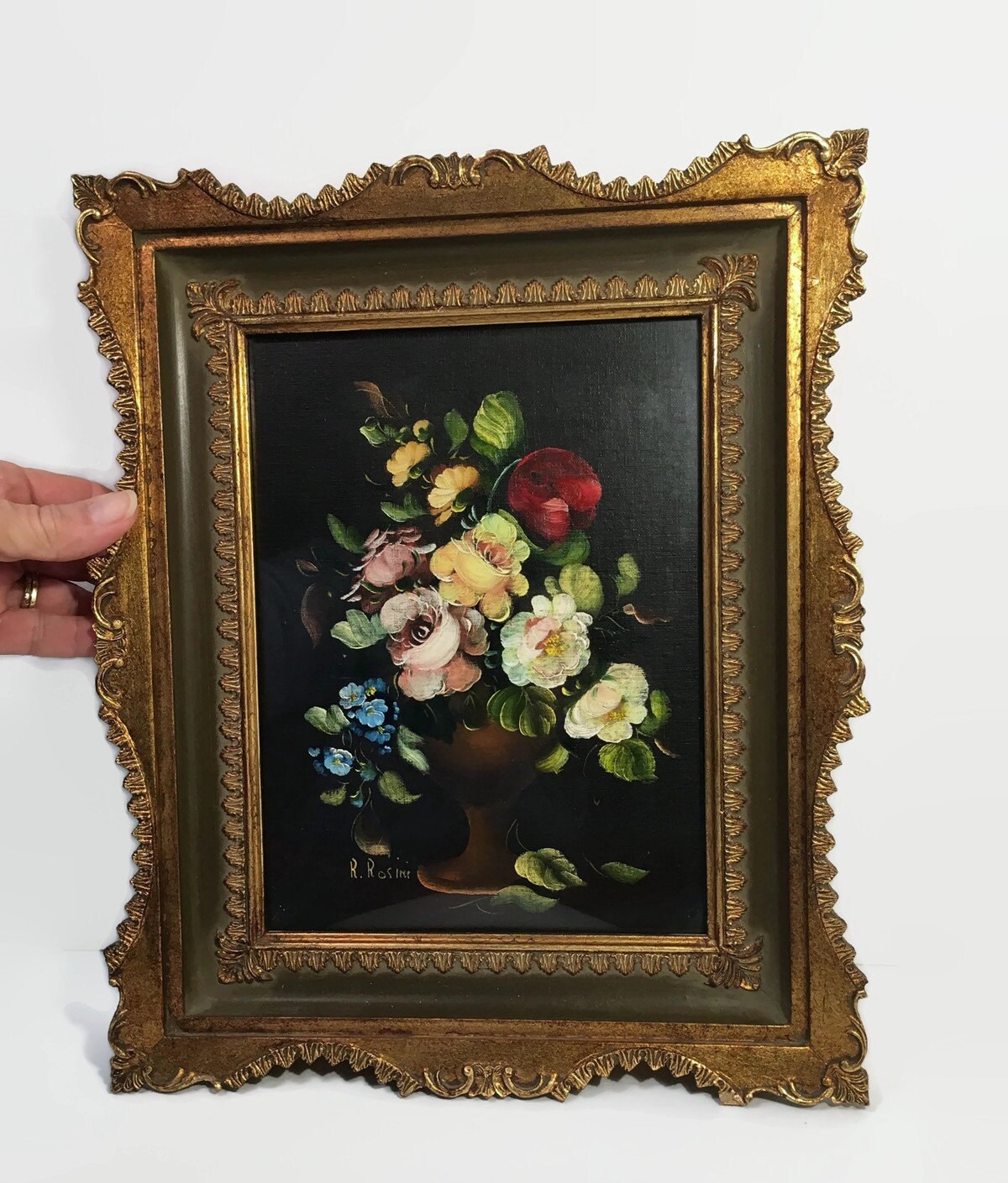 Home & Living Wall Décor Wall Hangings Vintage Flowers Oil Painting ...