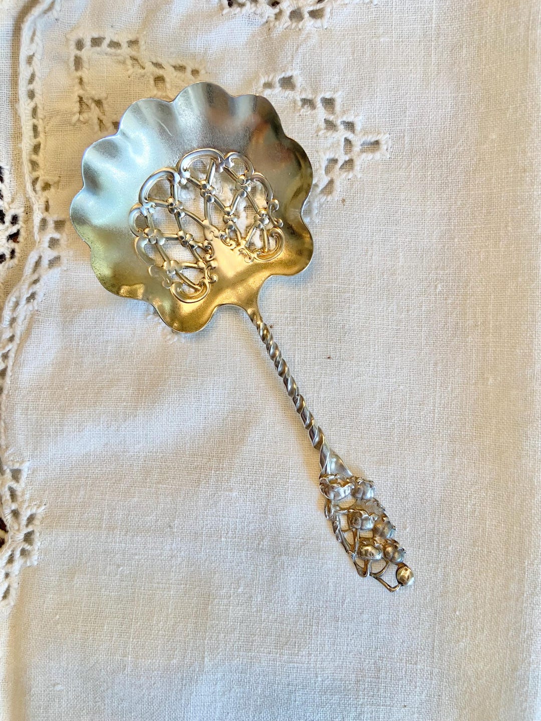 Sterling Silver Bon Bon, Nut Serving Spoon, Whiting Company Pierced ...