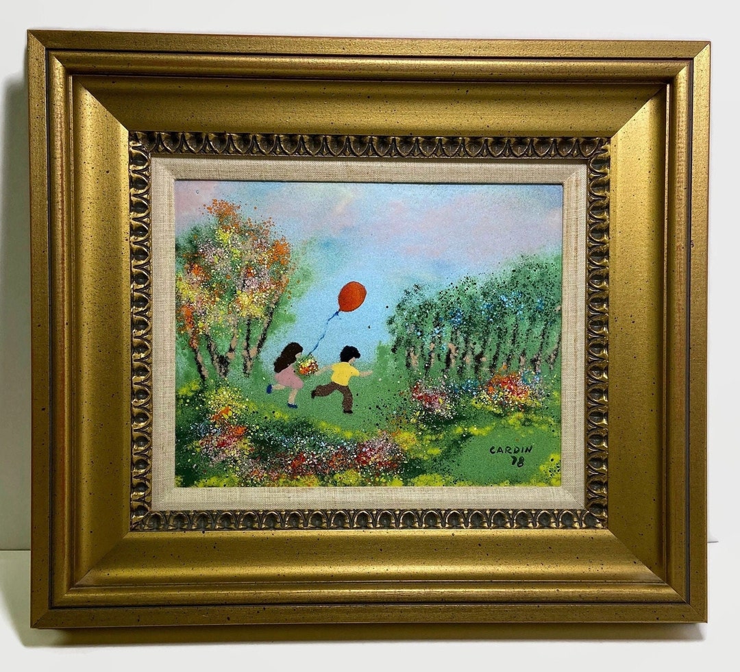 1978 Original Framed Enamel Art Panel Signed Louis Cardin, Certificate ...