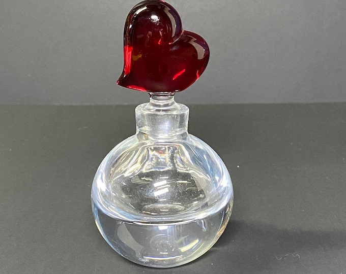 Vintage Swedish Crystal Perfume Bottle Orrefors Sweden With Red Heart ...