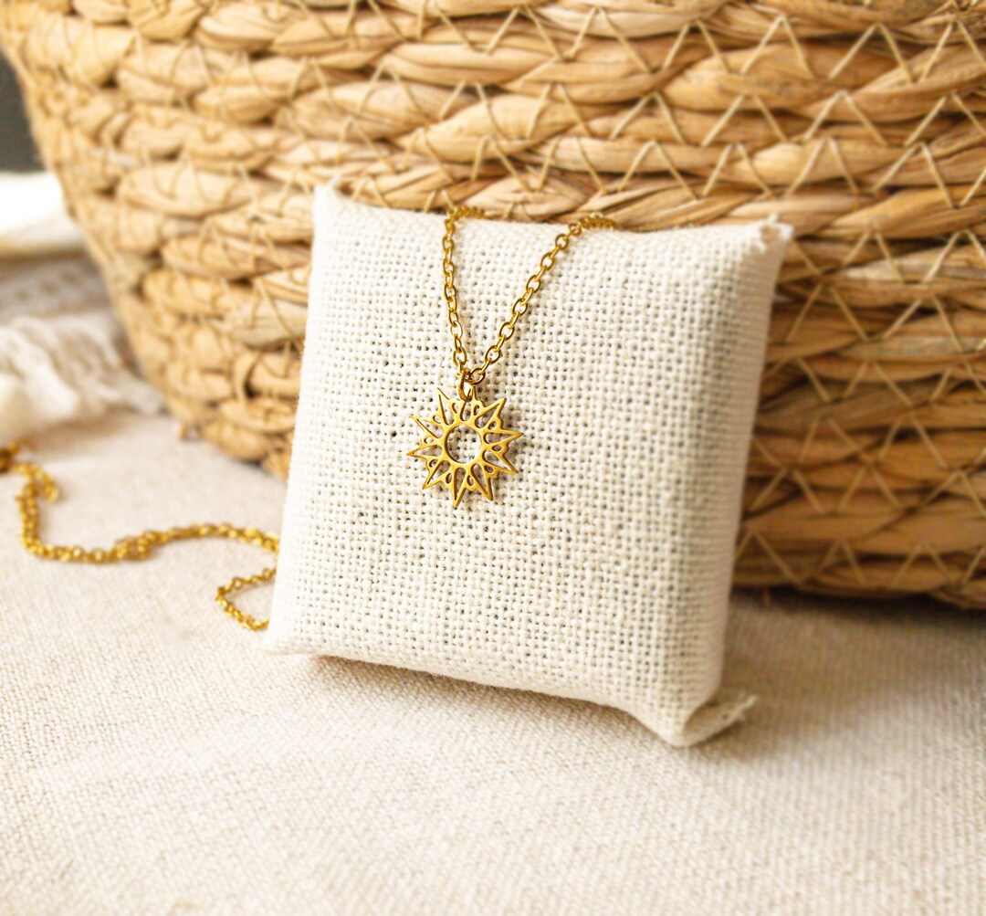 SUN Filigree Geometric Necklace Boho Stainless Steel Gold Sun - Etsy