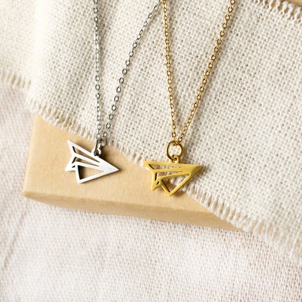 Paper Airplane Necklace - Etsy