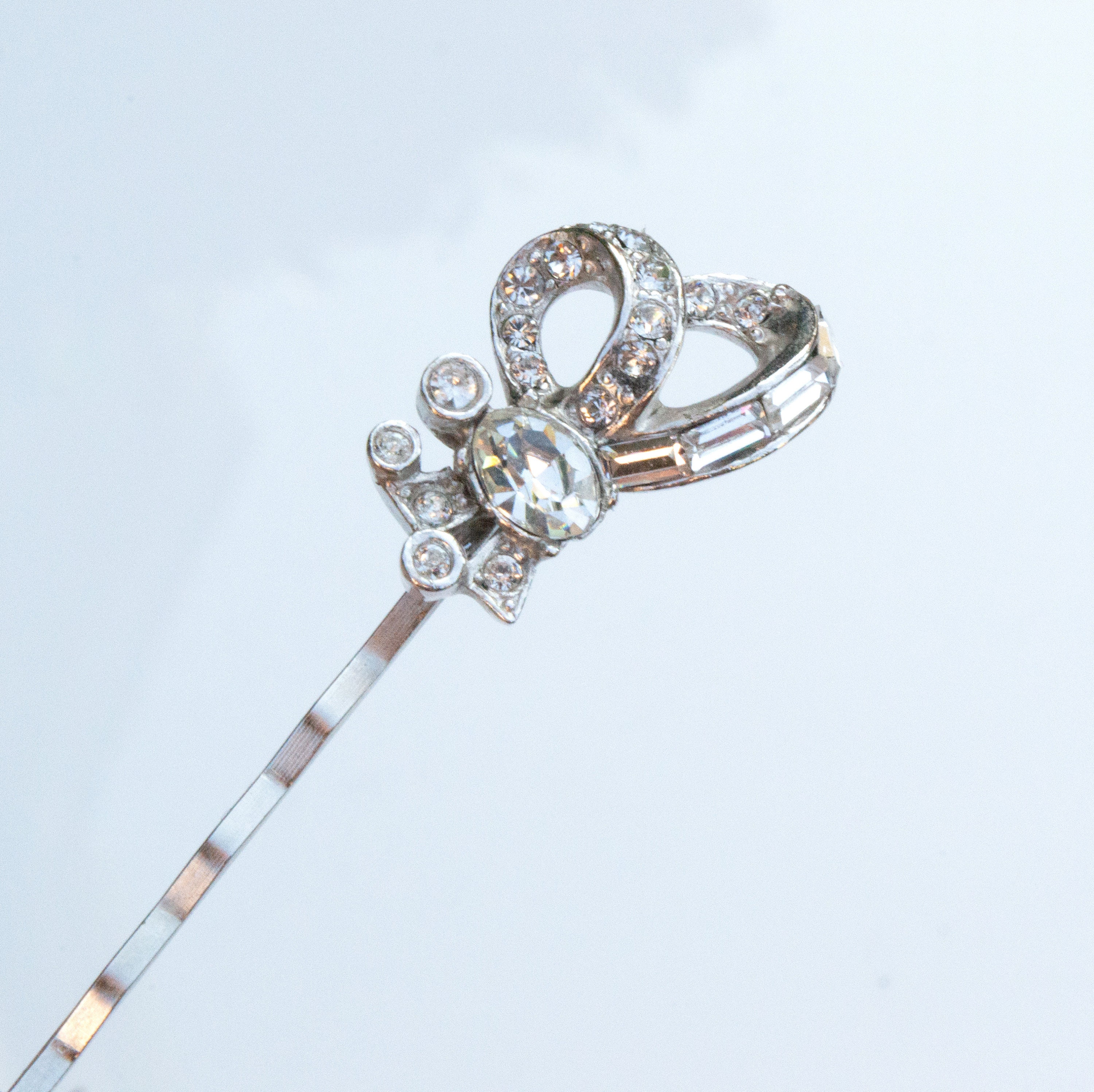 Vintage Deco Crystal Loop Hair Pin Set, Vintage Square Center Looped ...