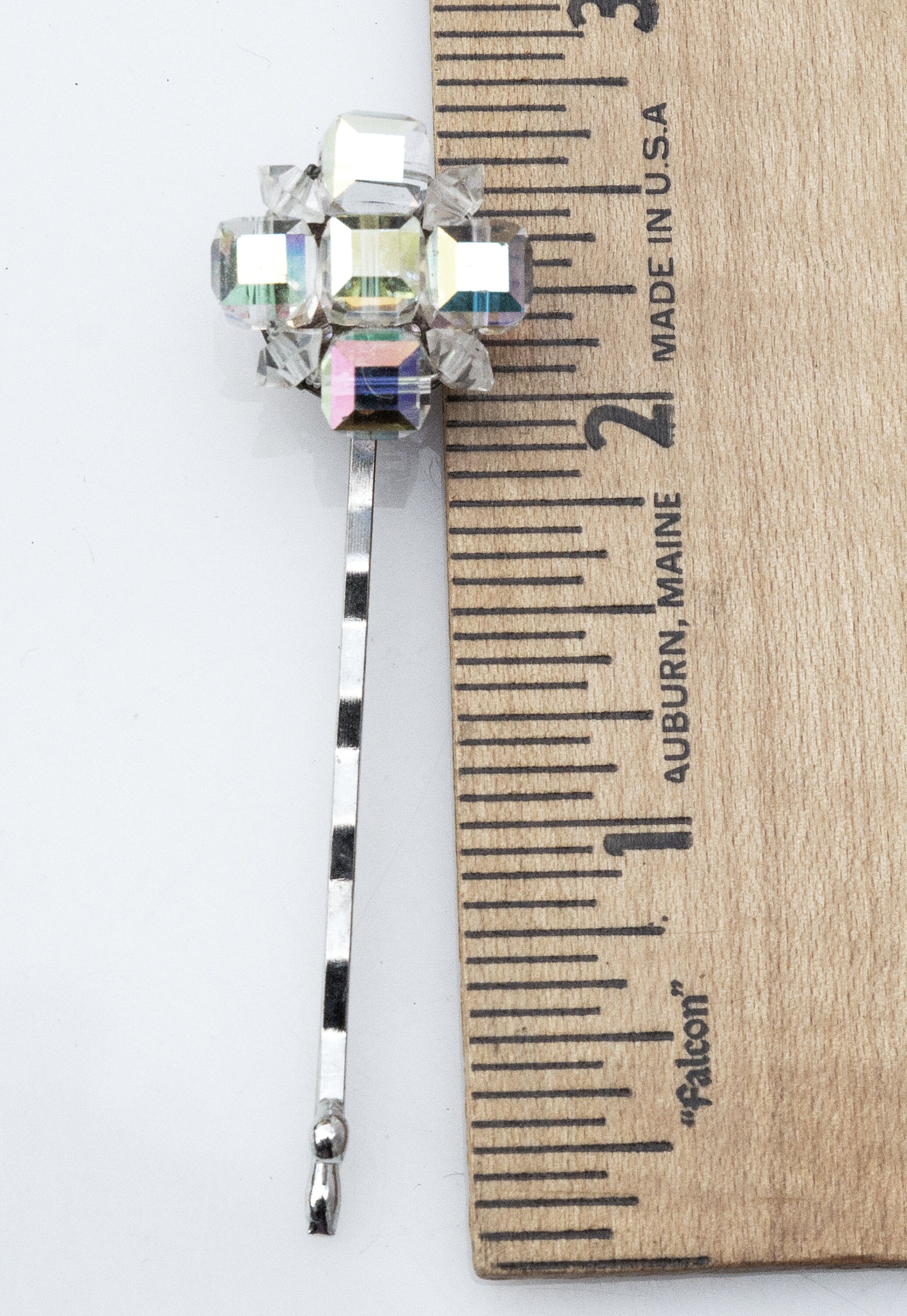 Vintage Aurora Borealis Square Hair Pins, AB Crystal Earring Hair Pins ...