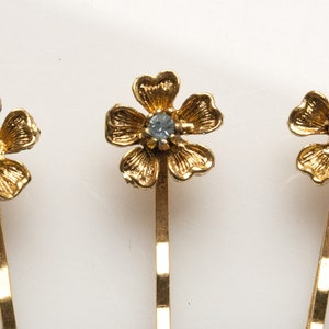 Vintage Gold Light Blue Daisy Hair Pin Trio, Vintage Blue Hair Pins ...