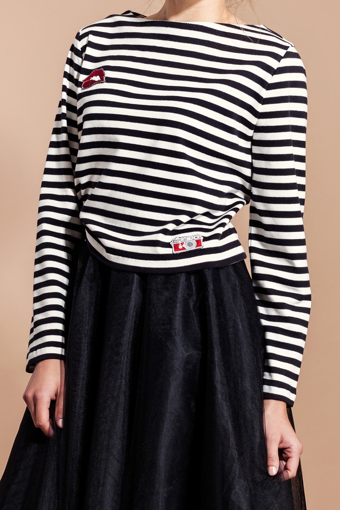 Striped Sweater With Patches - Etsy