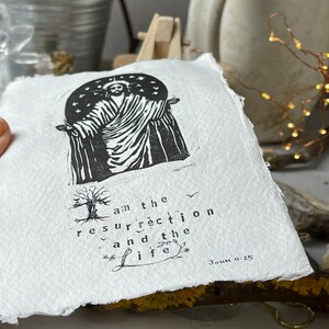 Jesus Christ Linocut Print and a Handmade Calligraphy Bible Quote I Am ...