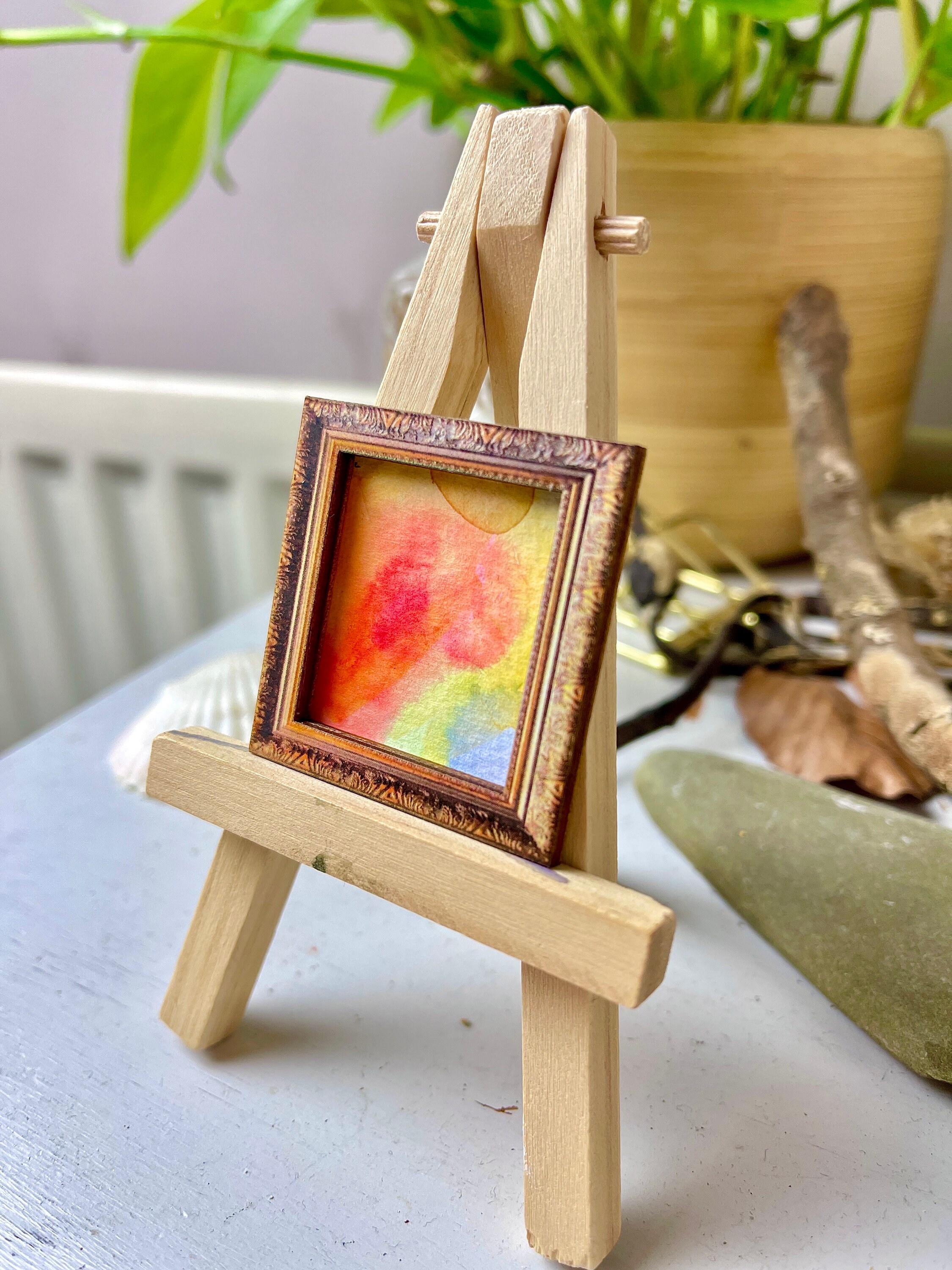 Original Abstract Micro Painting 1:12 Framed Dollhouse Furnitur Fire ...