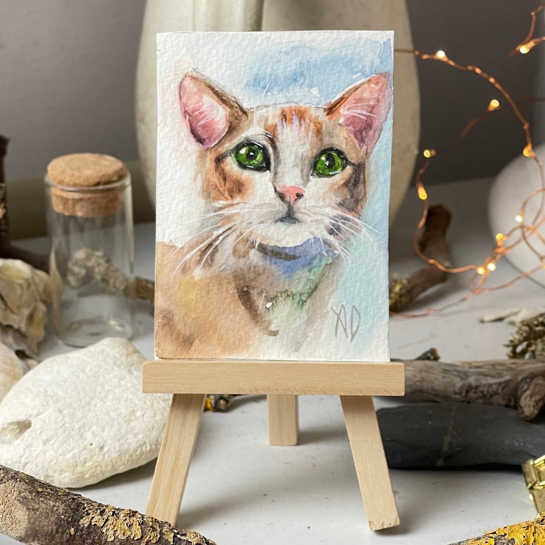 Adorable Calico Cat Portrait Realistic Handmade Original ACEO Artist ...