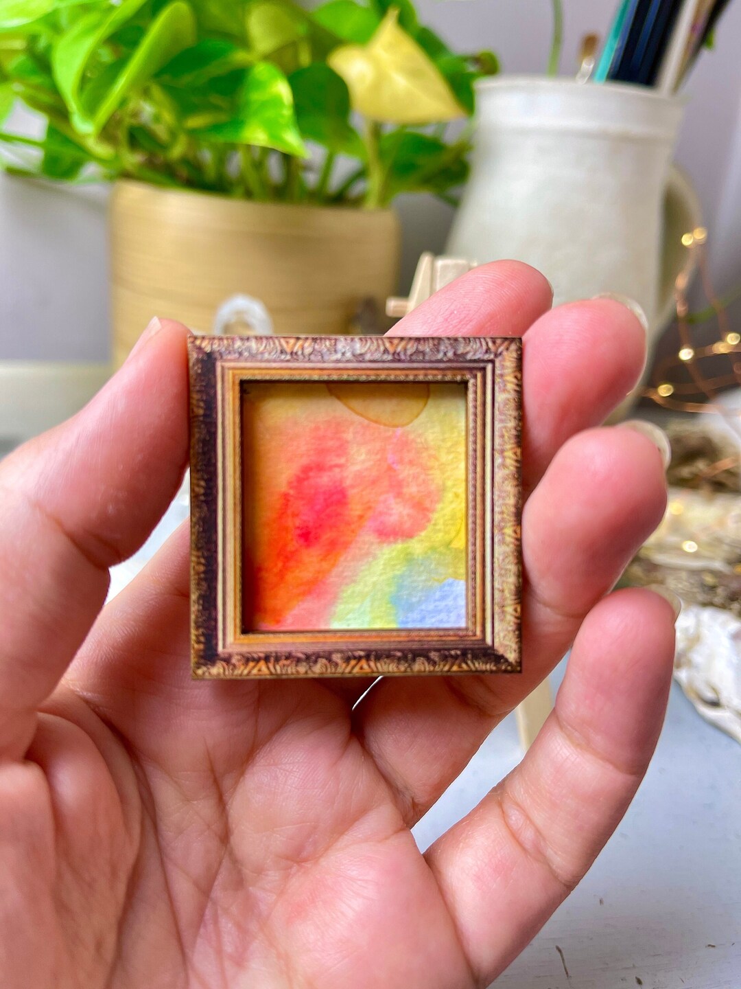 Original Abstract Micro Painting 1:12 Framed Dollhouse Furnitur Fire ...