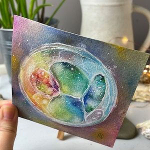 Embryo Painting Original Watercolor in Rainbow Colour Miniature Miracle ...