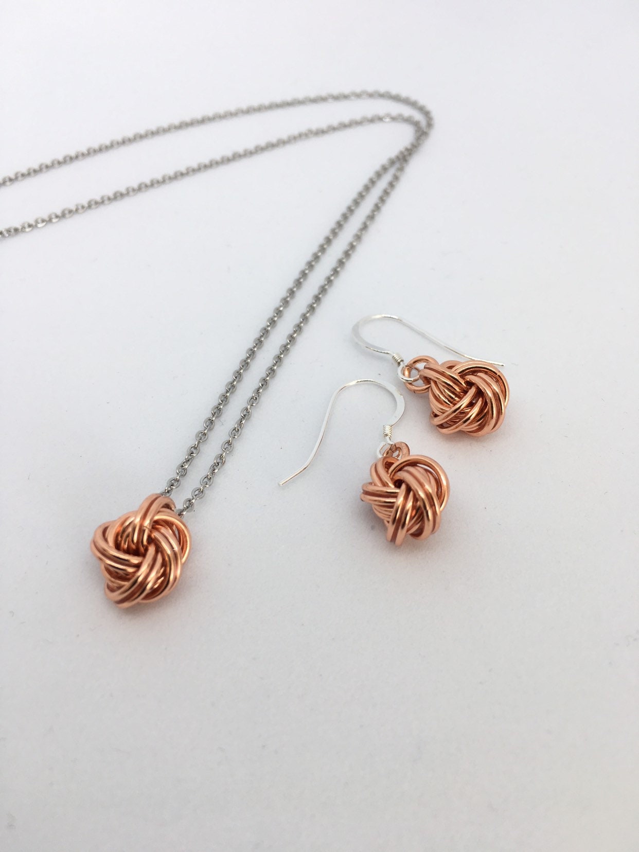 Pure Copper Infinity Love Knot Jewelry Set 7th Anniversary - Etsy UK