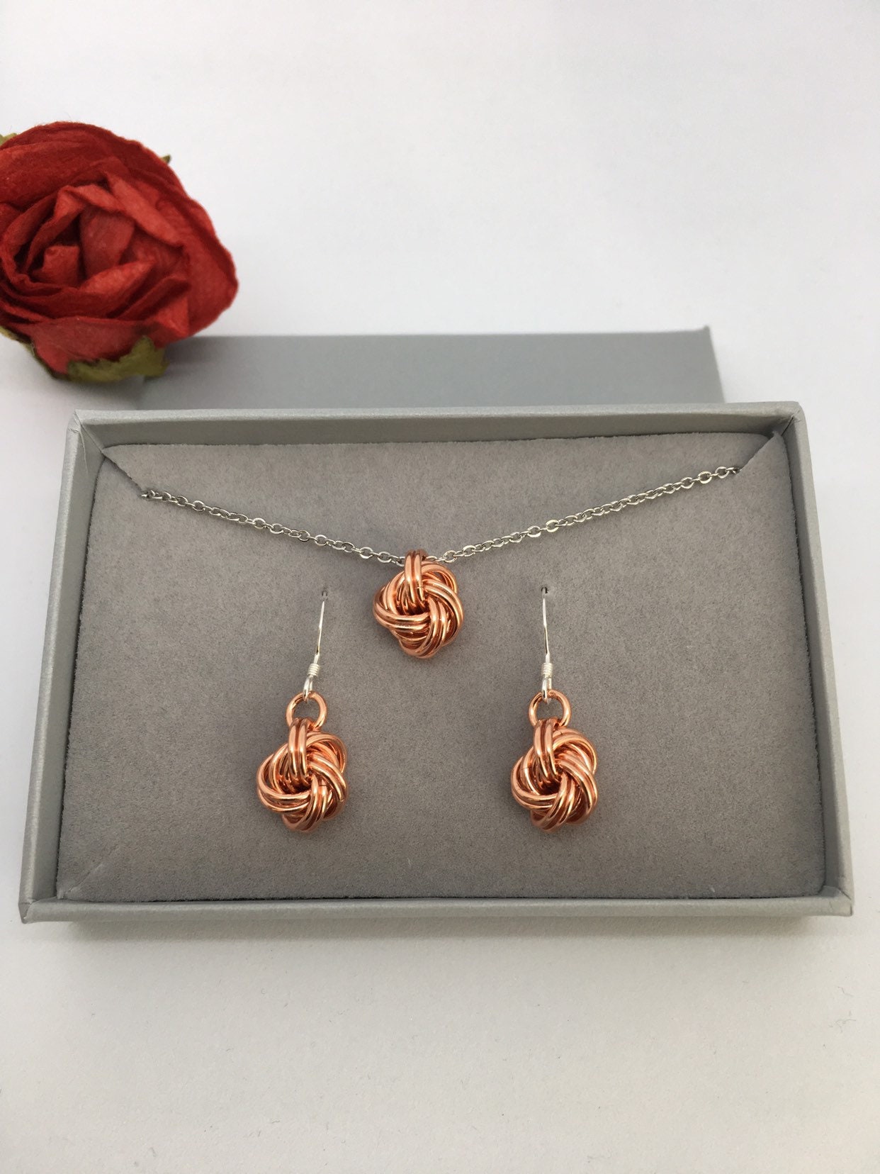 Pure Copper Infinity Love Knot Jewelry Set 7th Anniversary - Etsy UK
