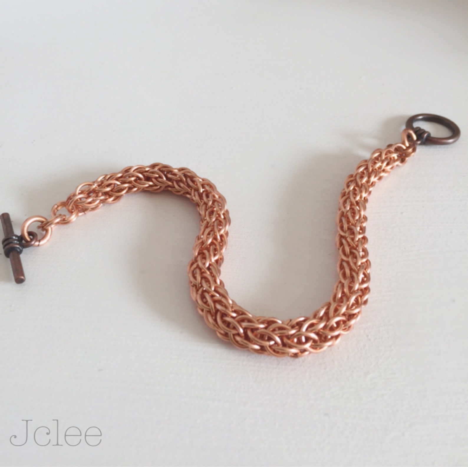 Mens Copper Bracelets Celtic Style Chainmail Toggle Cuff Mans | Etsy