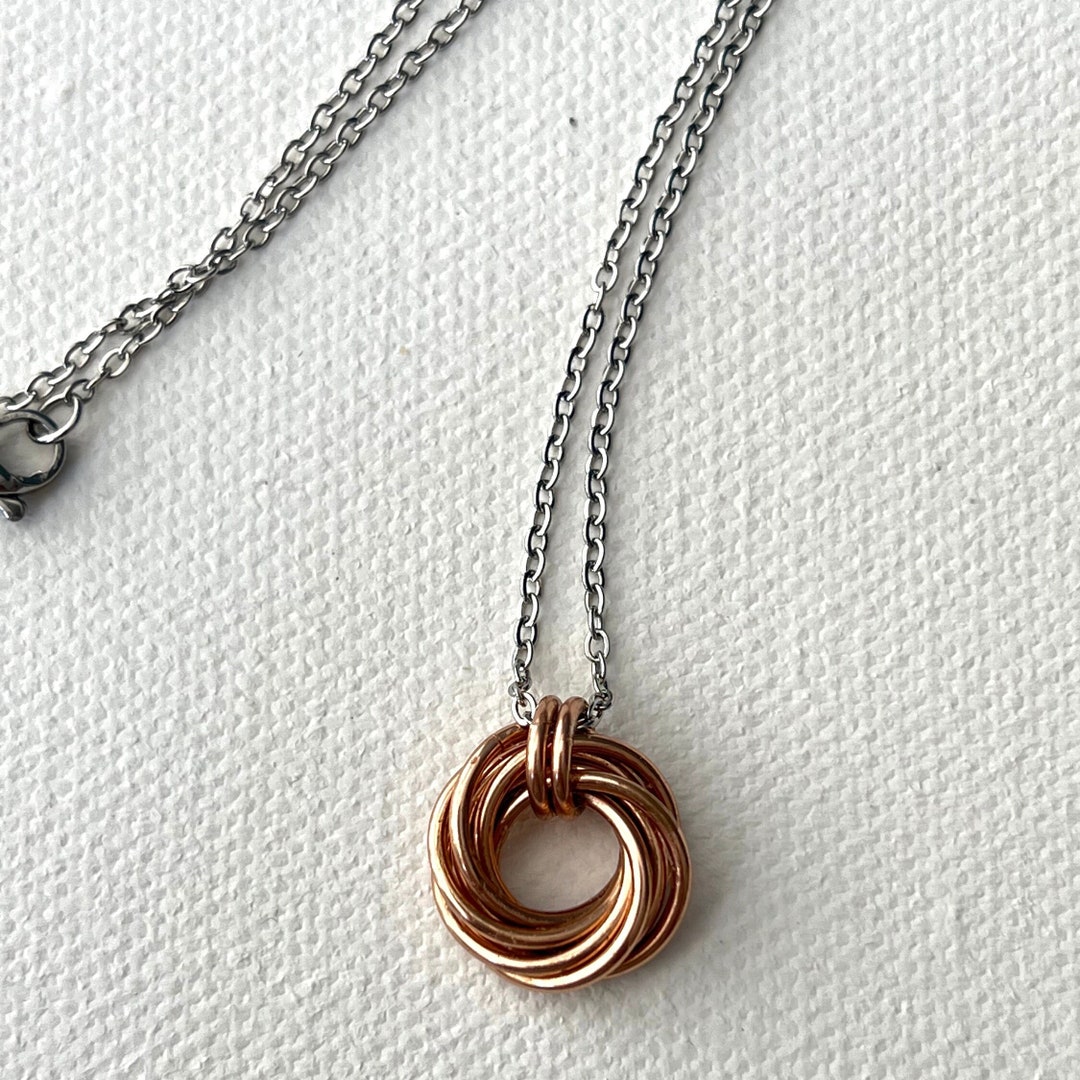 Pure Bronze Eight Ring Pendant Necklace for 8th Wedding Anniversary ...