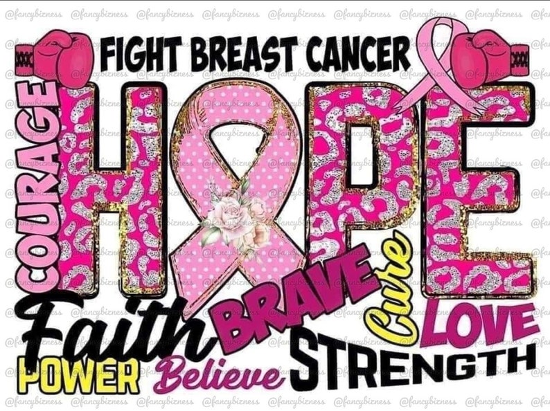Breast Cancer Hope Digital File, 300DPI Transparent Image, Sublimation ...