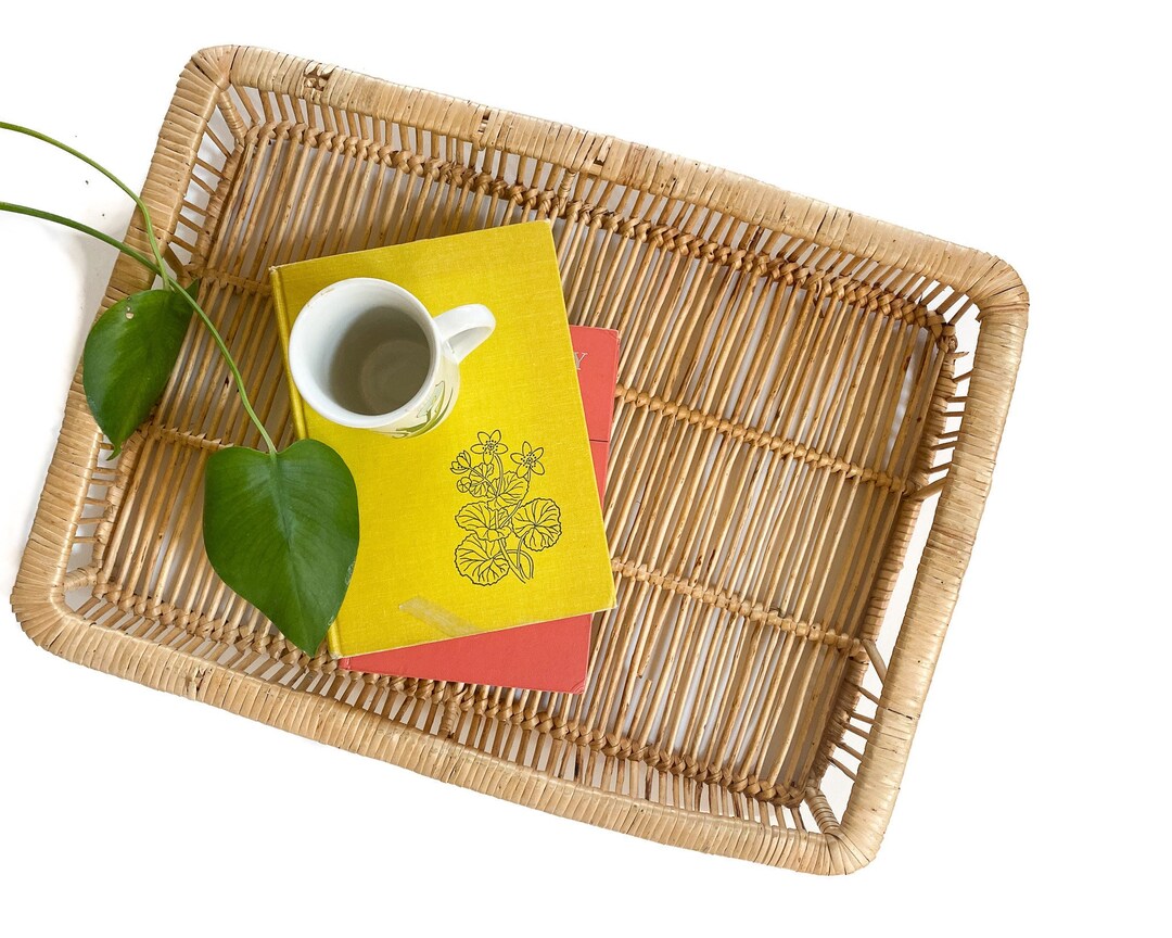 Vintage Tray | Woven Handled Basket | Decorative Tray | Boho Serveware ...
