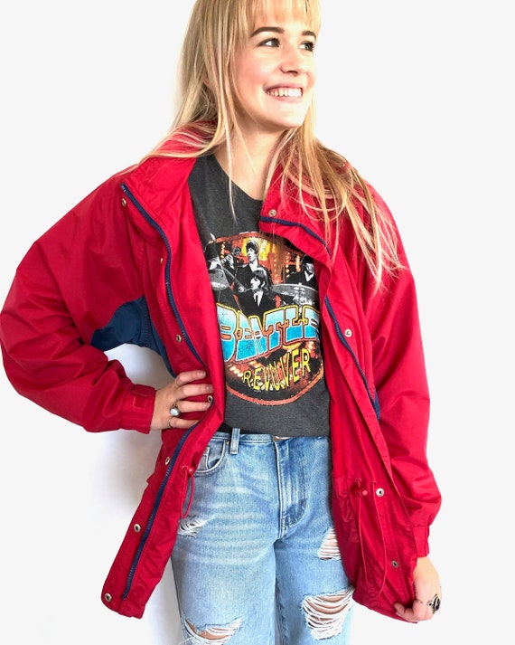 Vintage Coat Large Red Drawstring Coat | Etsy