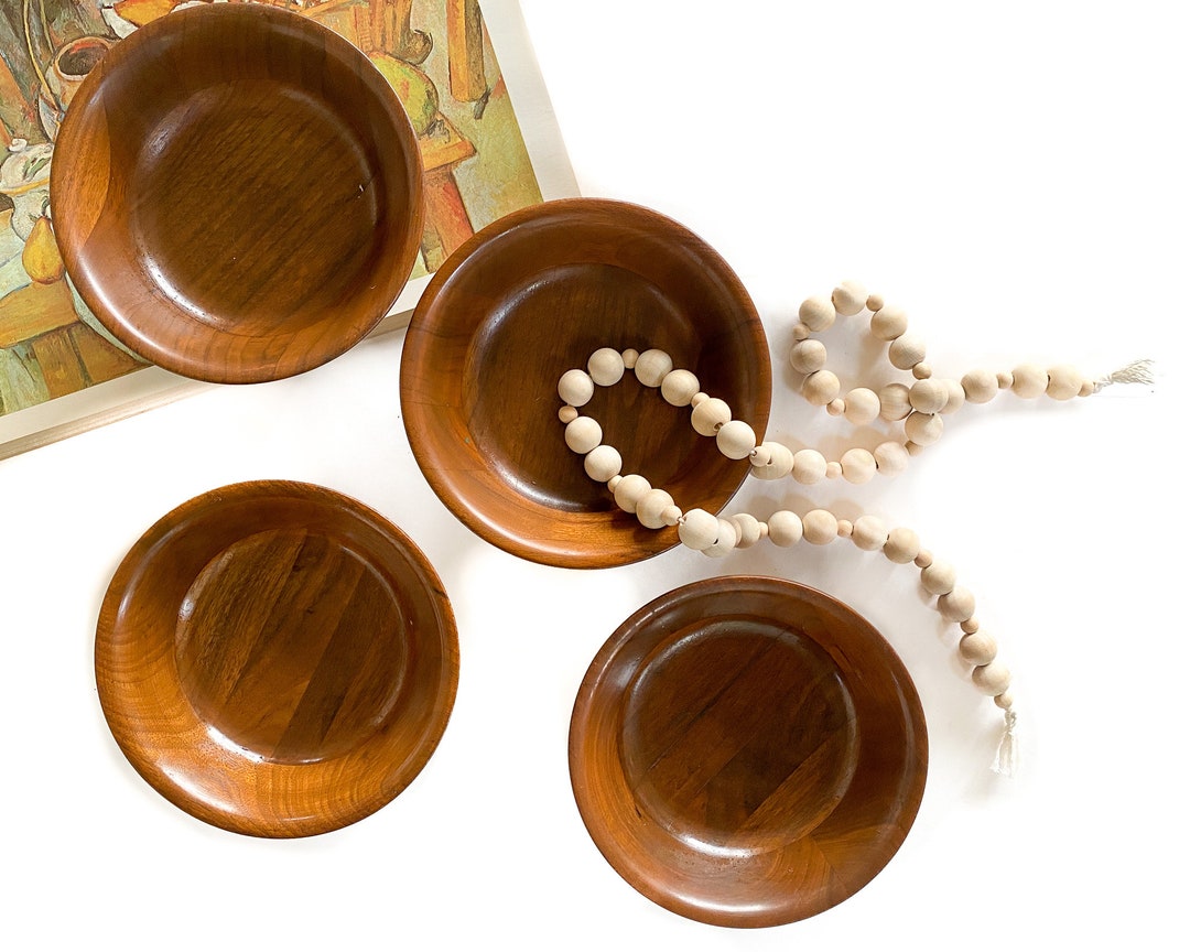 Vintage Bowls | Set of 4 Wooden Bowls | Solid Black Walnut | Kustom ...