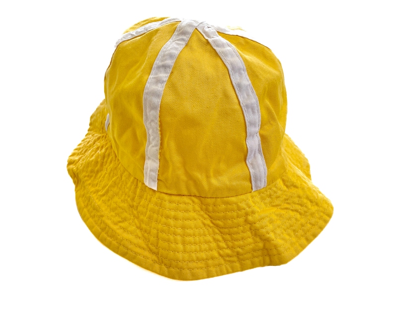 Vintage Hat | Yellow Striped Bucket Hat | 90s Accessory - Etsy