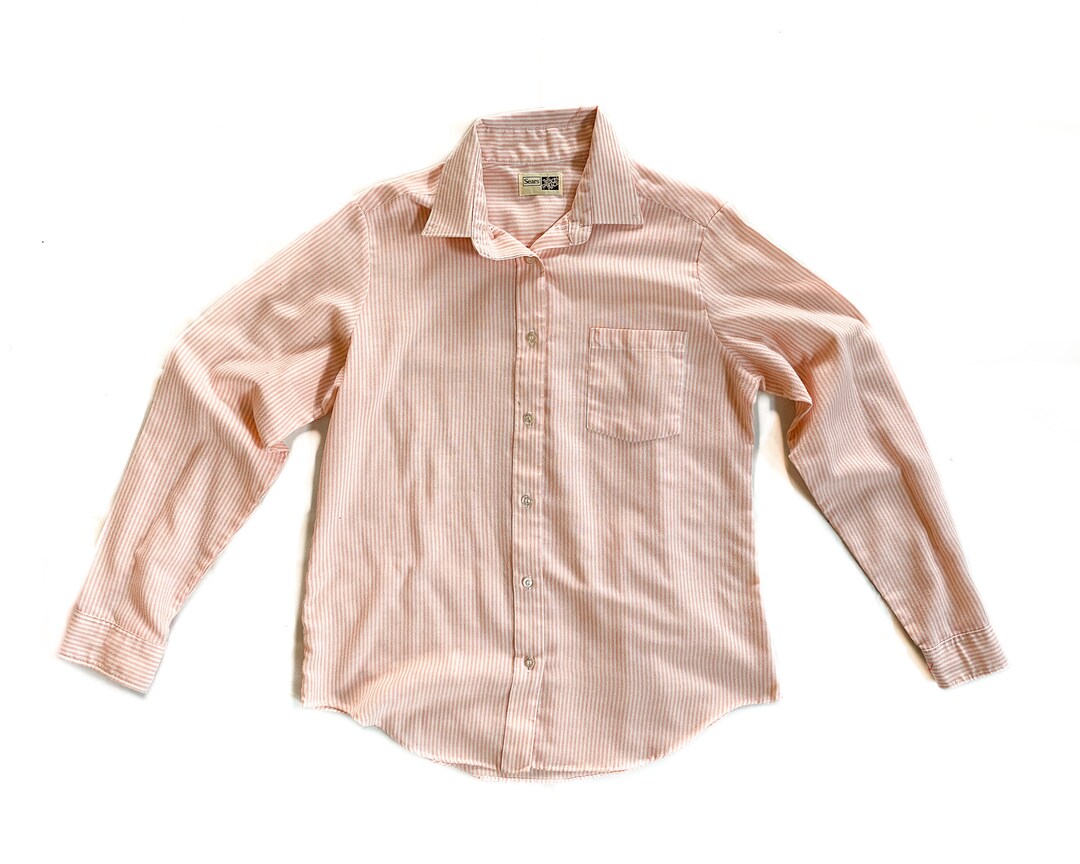 Vintage Blouse | Small Pink Striped Blouse | Button Down, Collared Top ...