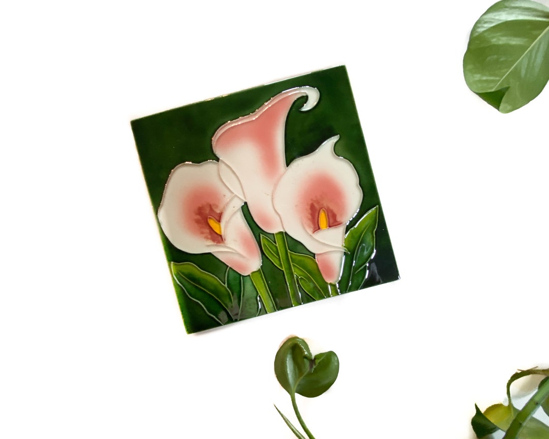 Vintage Țile | Calla Lily Ceramic Tile Art | Decorative Tile | Home ...