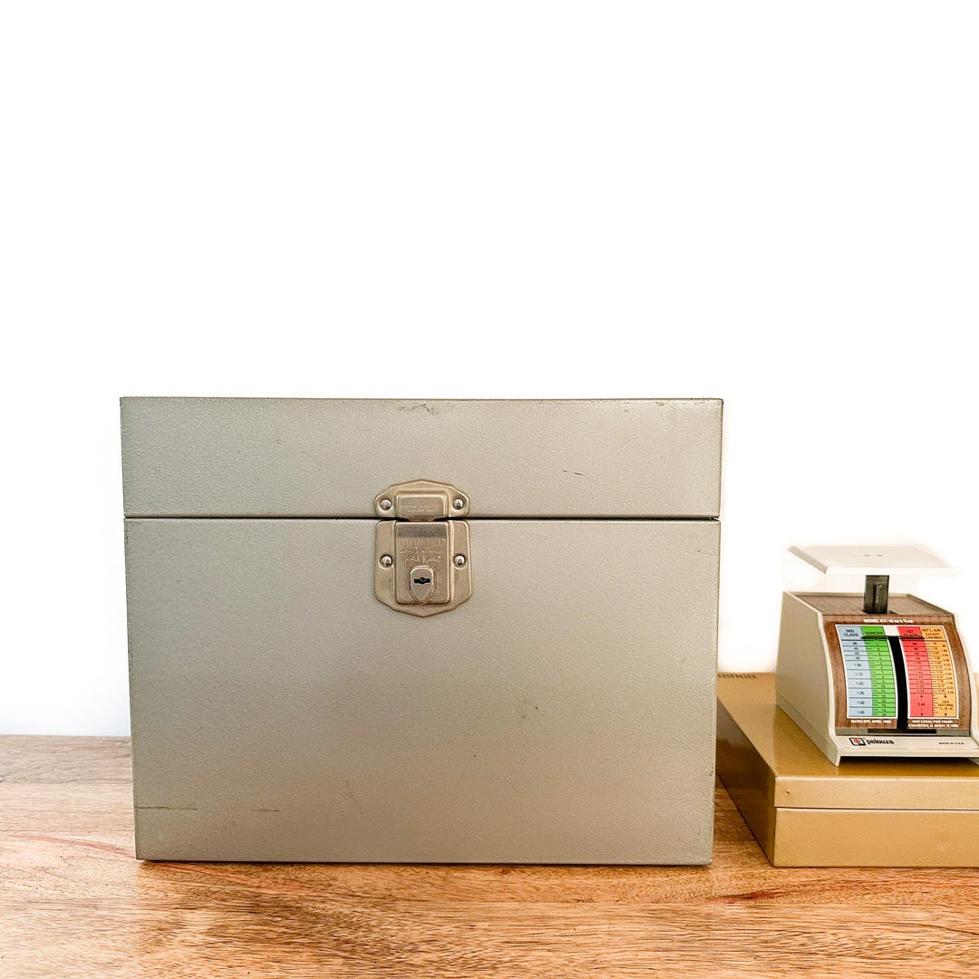 Vintage File Box | Gray Metal Paper File Holder | Office Storage ...