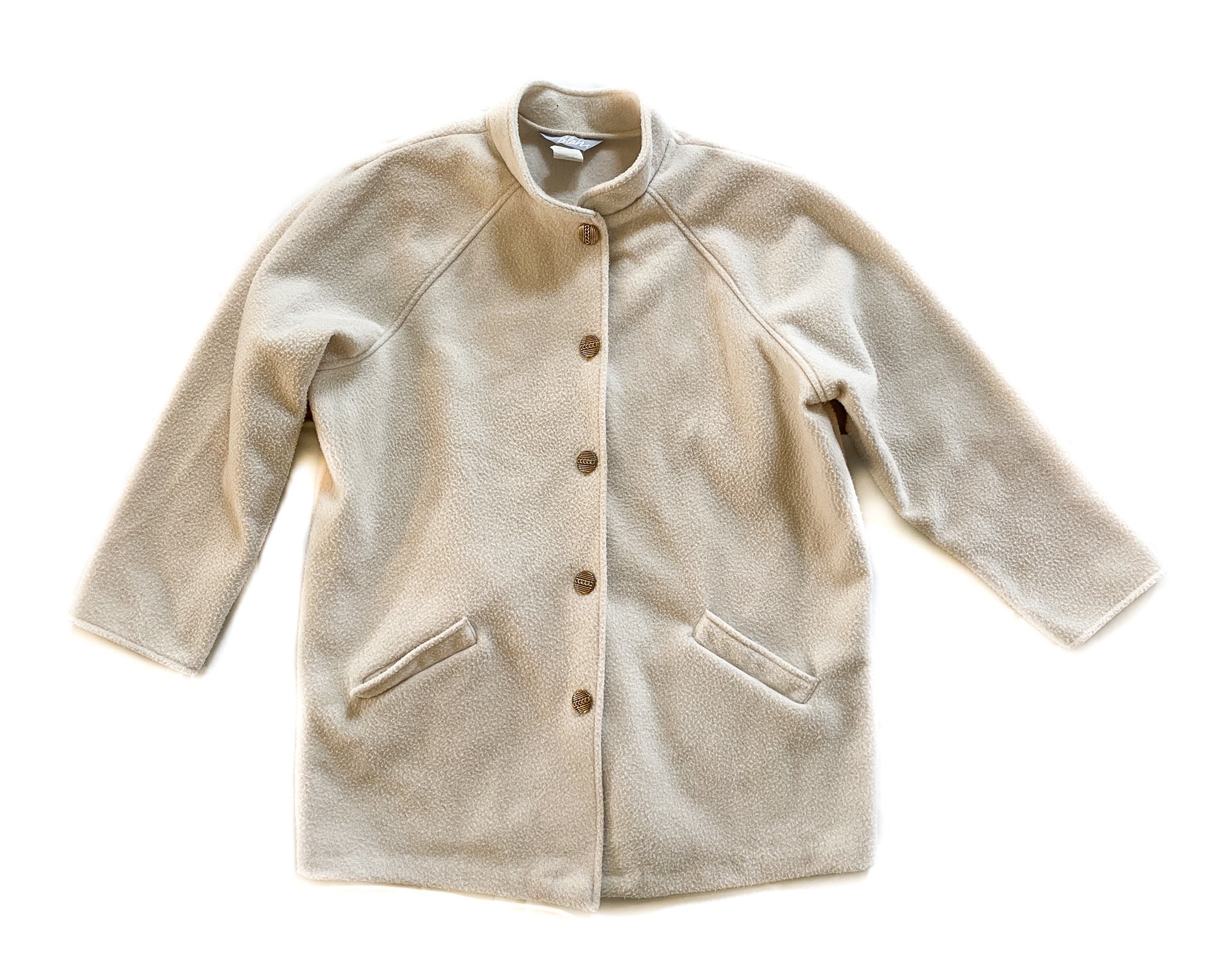 Vintage Jacket XL White Button up Fuzzy Fleece Coat - Etsy