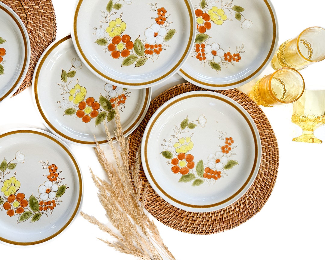 Vintage Plates | Set of Six Mt. Wood Collection Trellis Blossom Plates ...