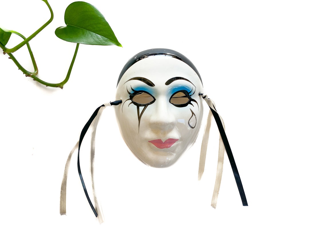 Vintage Mask | Ceramic Hand Painted Venetian Clown Face | 80's, 90's ...