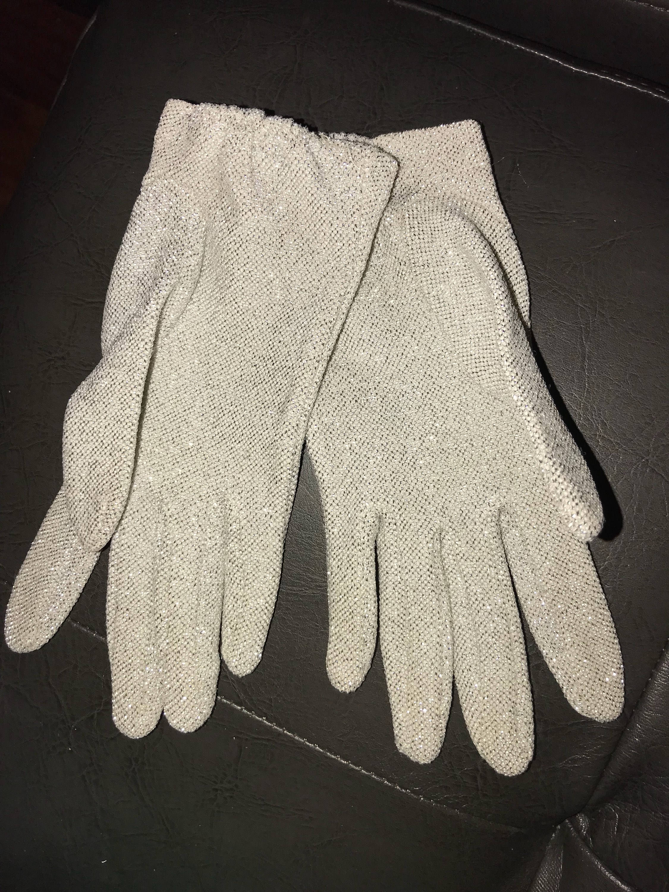 SALE Glam Silver Metallic Vintage Gloves - Etsy