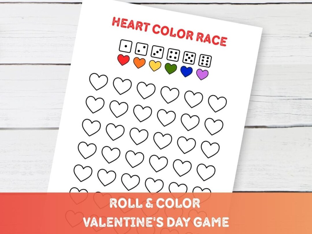 Heart Roll & Color Game | Toddler and Preschool Dice Activity (PDF) - Etsy