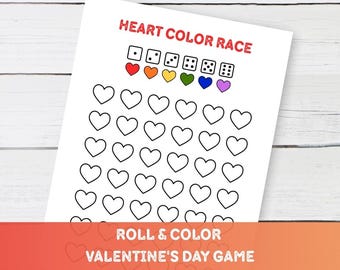 Heart Roll & Color Game | Toddler and Preschool Dice Activity (PDF) - Etsy