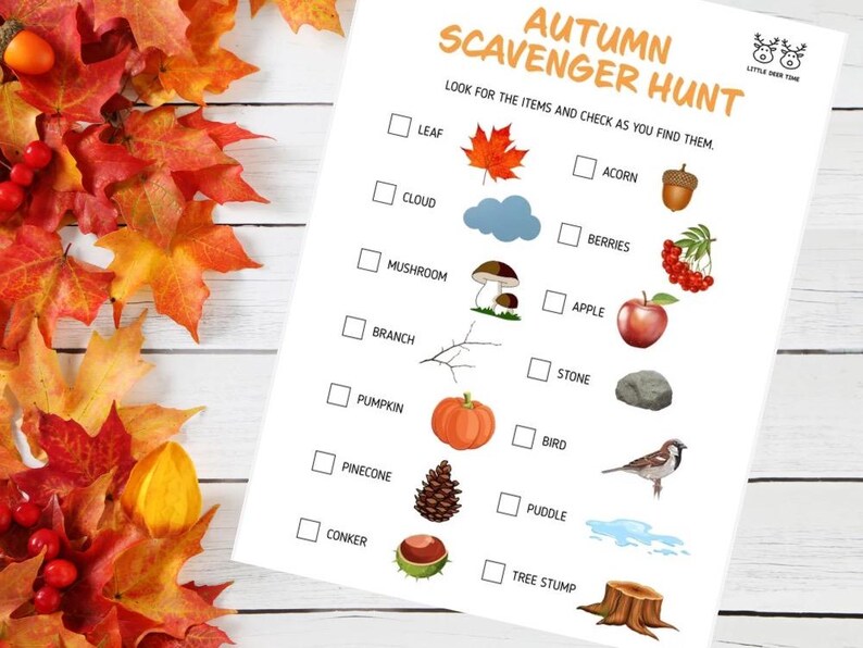 Autumn Scavenger Hunt Printable | Fall Nature Walk Activity for Kids ...