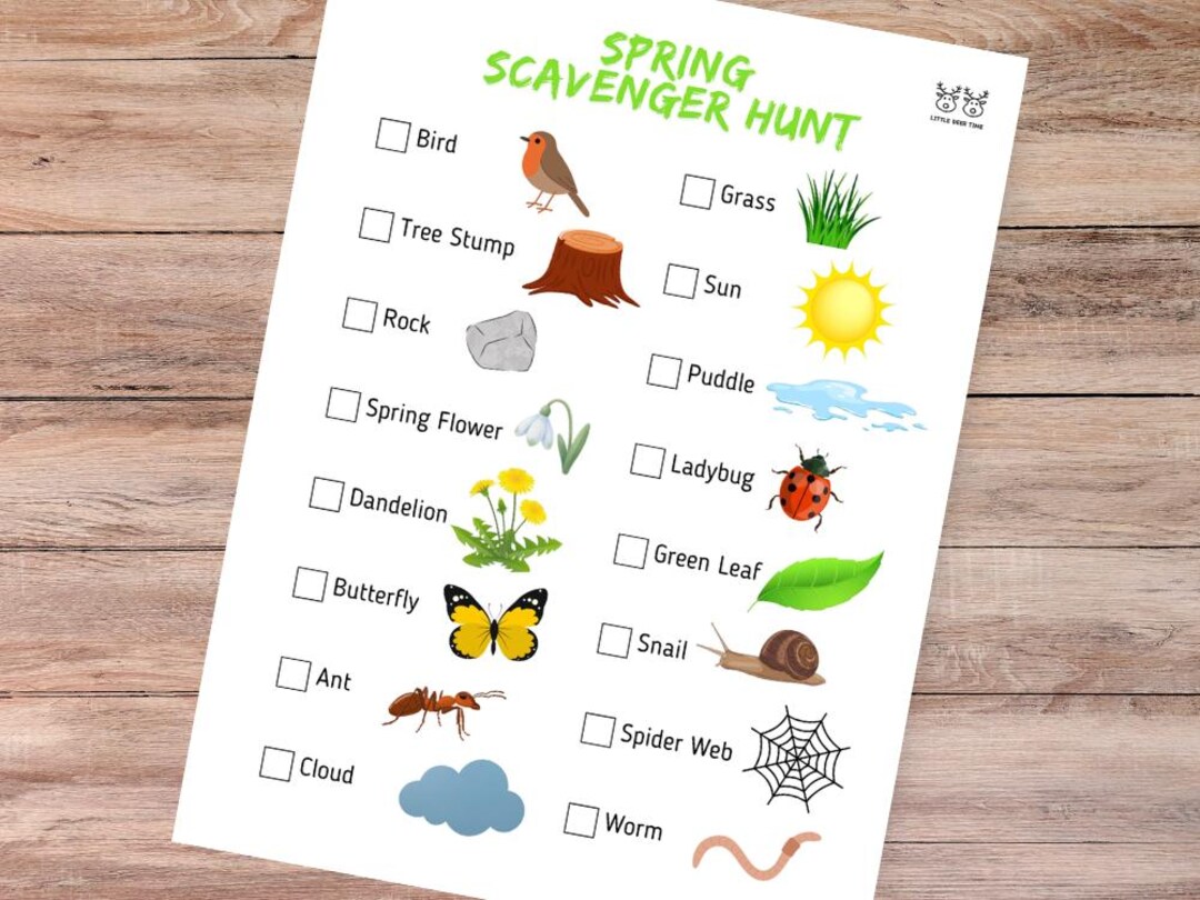 Spring Nature Scavenger Hunt | Kids Outdoor Activity (PDF Download) - Etsy
