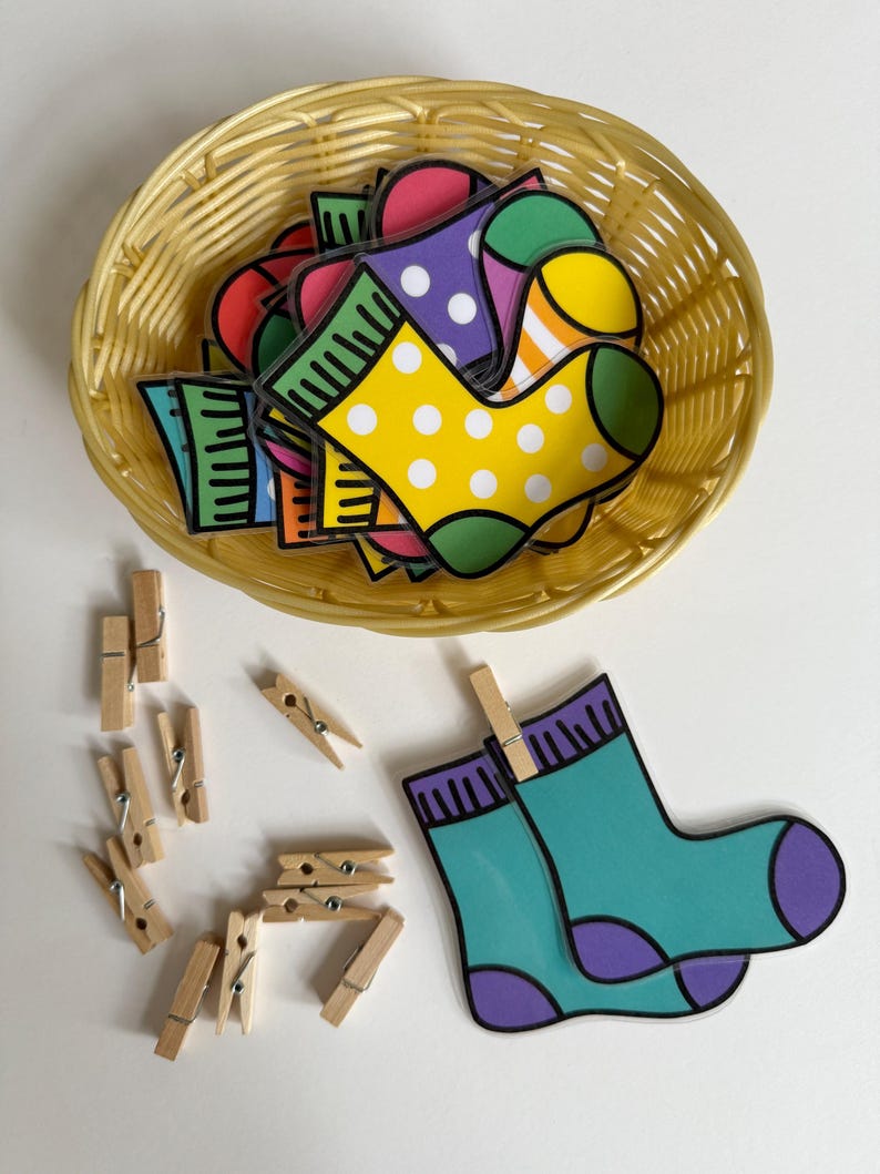 Socks Pattern Matching Game for Kids – Bright Colors, Printable ...