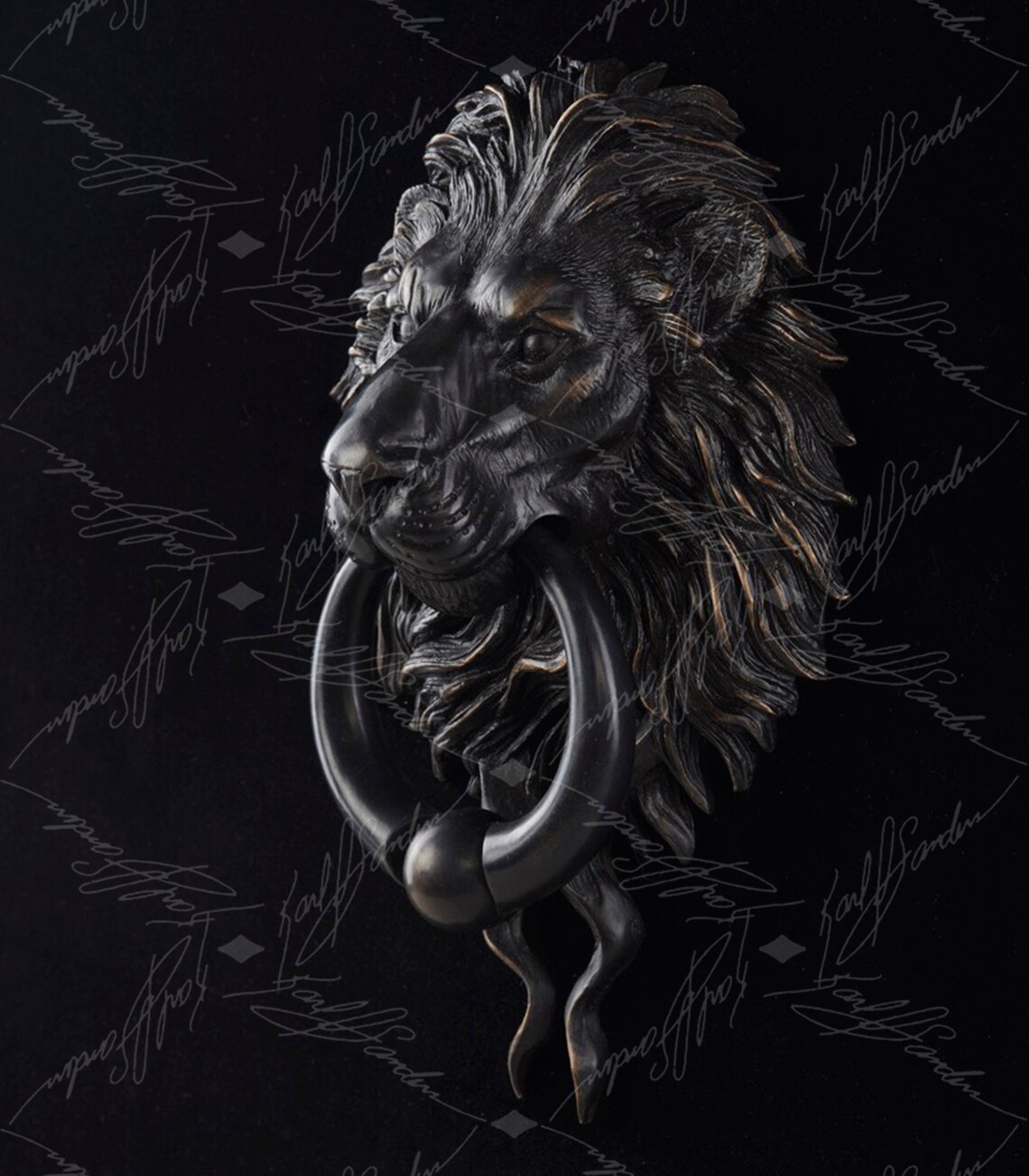 Lion Door Knocker With Ball Ring. Cast Bronze With a Rubbed - Etsy