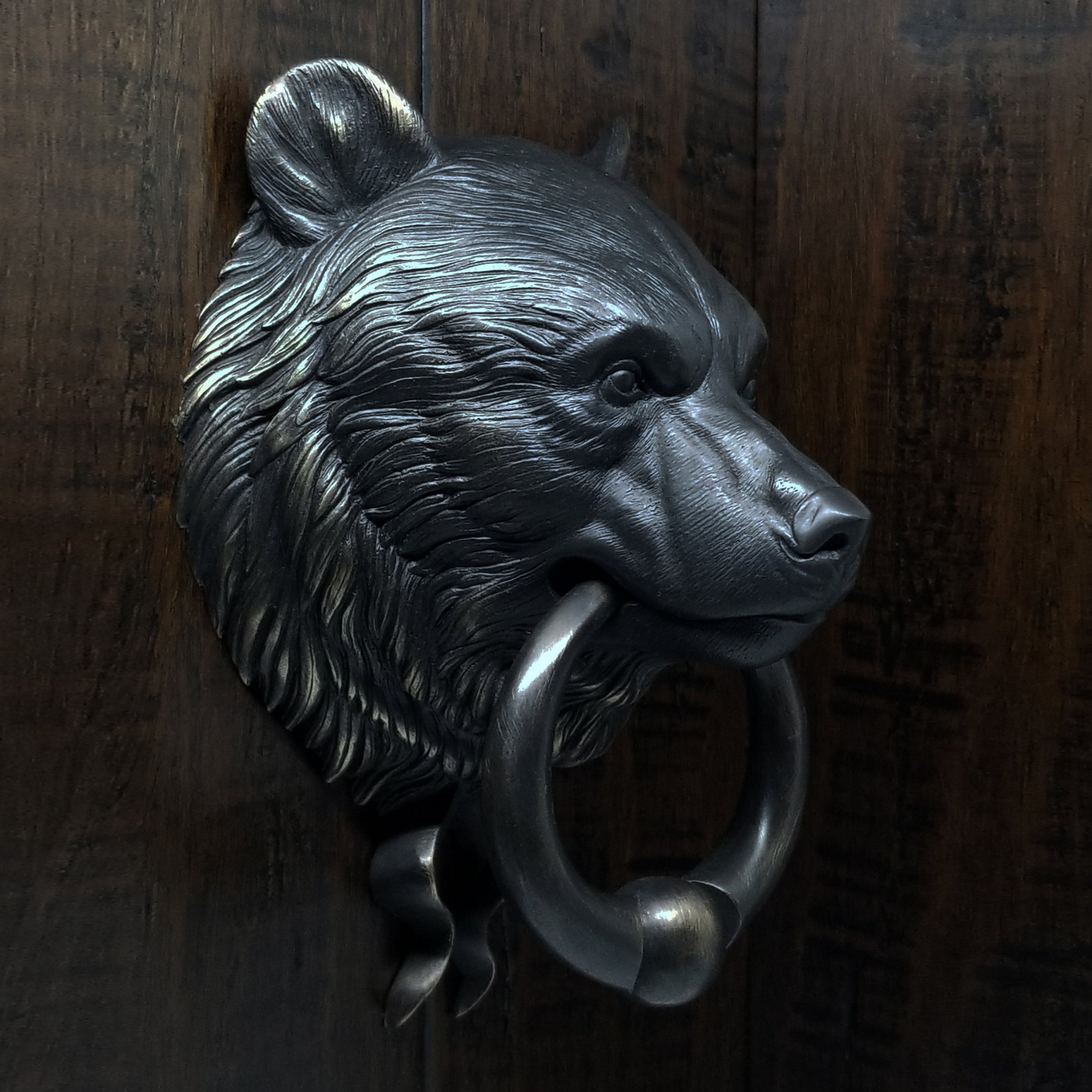 Bear Door Knocker With Ball Ring Cast Bronze With a Rubbed | Etsy