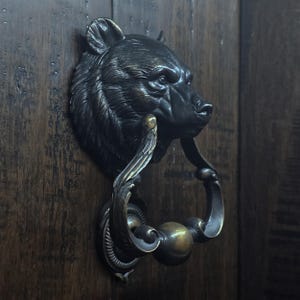 Bear Door Knocker Cast Bronze With Black Patina Finish - Etsy