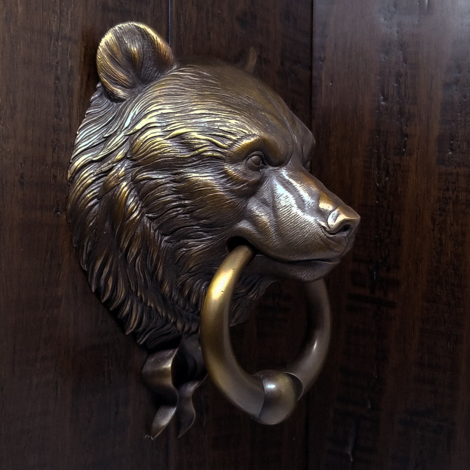 Bear Door Knocker With Ball Ring Cast Bronze in Classic Brown - Etsy