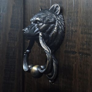 Bear Door Knocker Cast Bronze With Black Patina Finish - Etsy