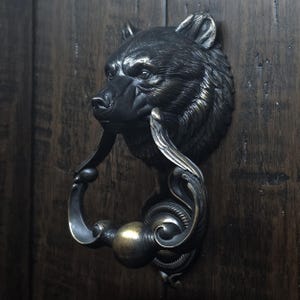 Bear Door Knocker Cast Bronze With Black Patina Finish - Etsy