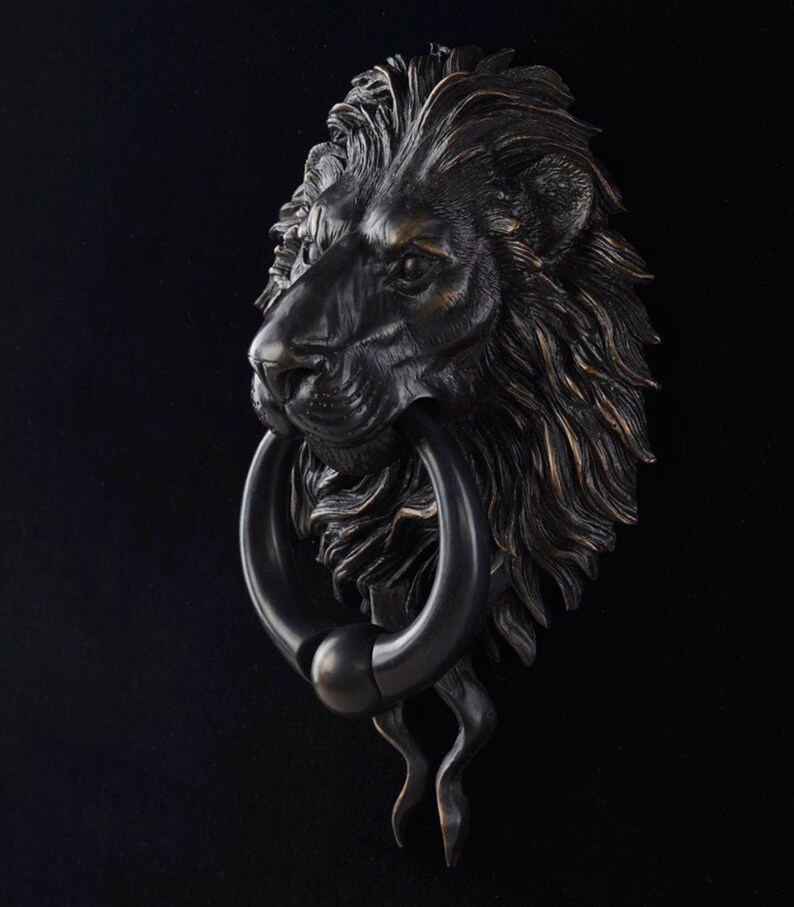 Lion Door Knocker with Ball Ring. Cast Bronze with a Rubbed | Etsy