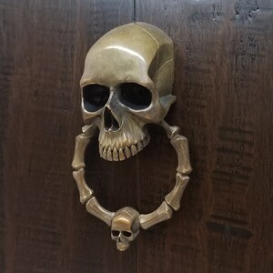 Skull Door Knocker With a Bone Ring. Cast Bronze With an Ancient Bone ...