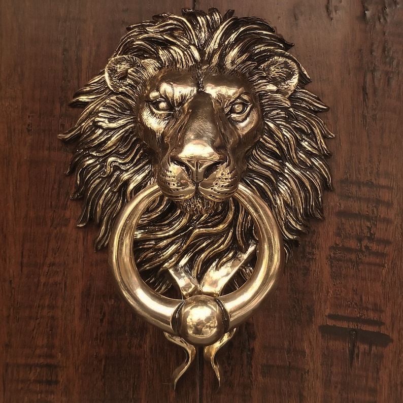 Lion Head Door Knocker With Ball Ring. Cast Bronze With a High - Etsy