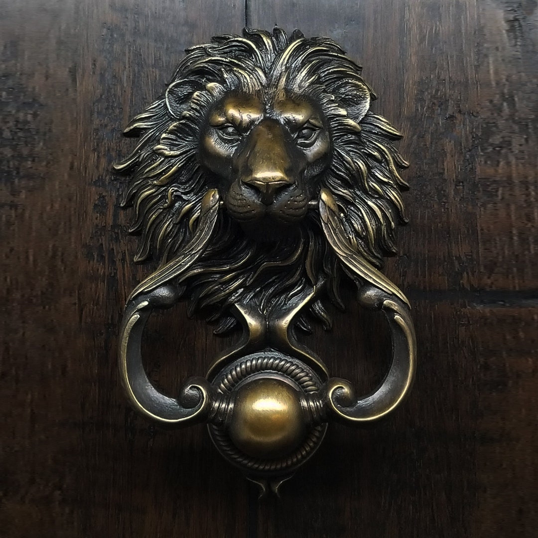 Lion Door Knocker Cast Bronze Classic Brown Patina Finish Half Sized by ...