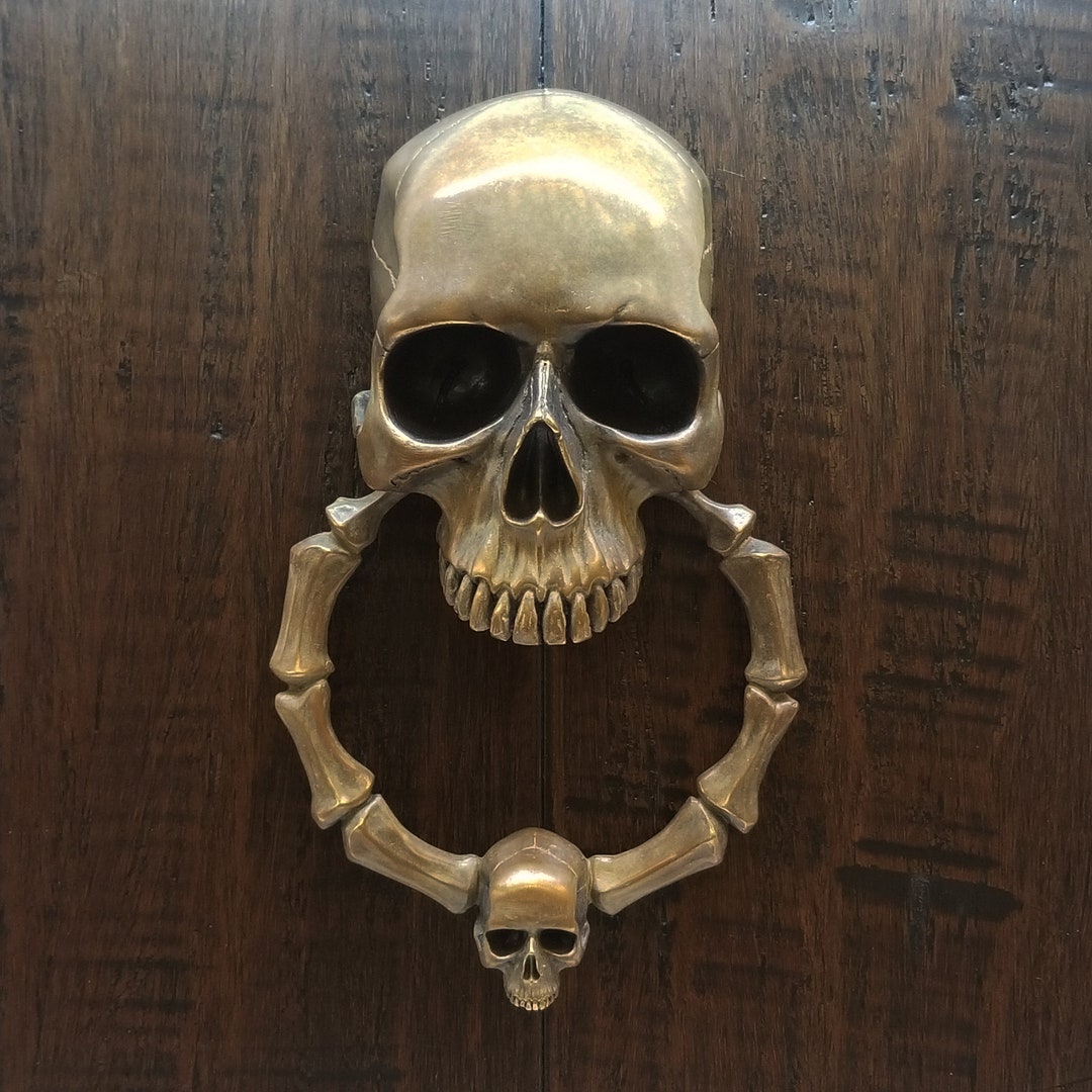 Skull Door Knocker With a Bone Ring. Cast Bronze With an Ancient Bone ...