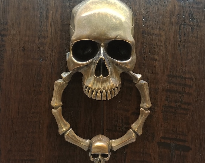 Skull Door Knocker With a Bone Ring. Cast Bronze With an Ancient Bone Patina Finish. - Etsy