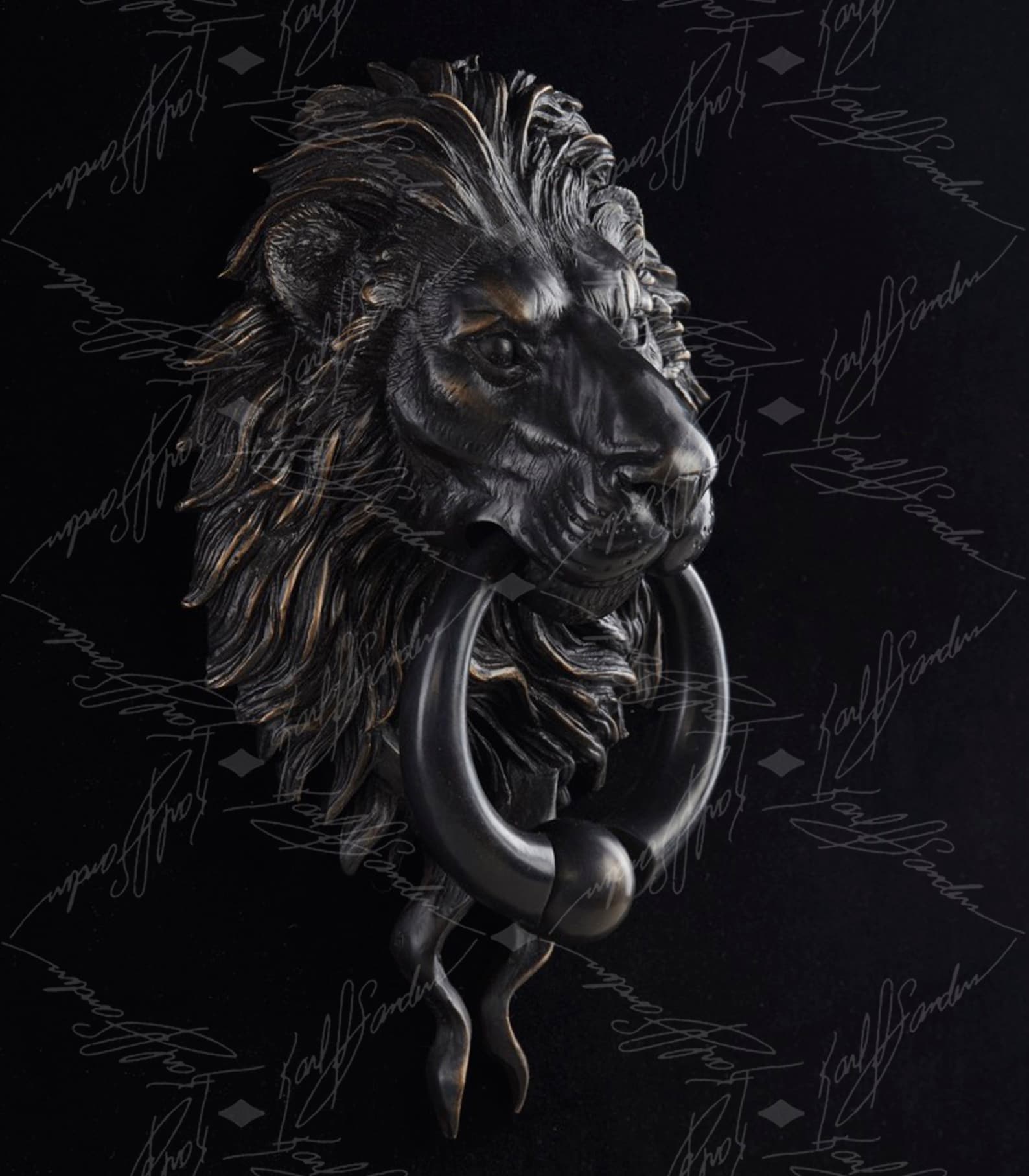 Lion Door Knocker With Ball Ring. Cast Bronze With a Rubbed - Etsy